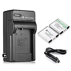 Powerextra 2 PCS NP-BN1 Battery and Charger Replacement for Sony Cyber-Shot DSC-QX10 QX30 QX100 T99 T110 TF1 TX10 TX20 TX30 TX55 TX66 TX100V TX200V W310 W320 W330 W350 W530 W515PS W570 W650 W800 W830