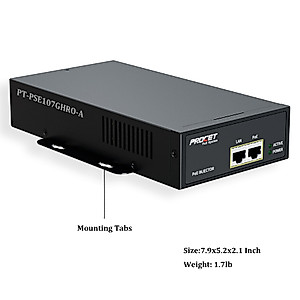 PROCET PoE Iniector 75W Active PoE++ Industrial Grade Gigabit PoE Power Injector, 6KV Surge Protection, -40°F to 149°F for PTZ Camera, Wireless AP, PoS System, Kiosks, PT-PSE107GHRO-A