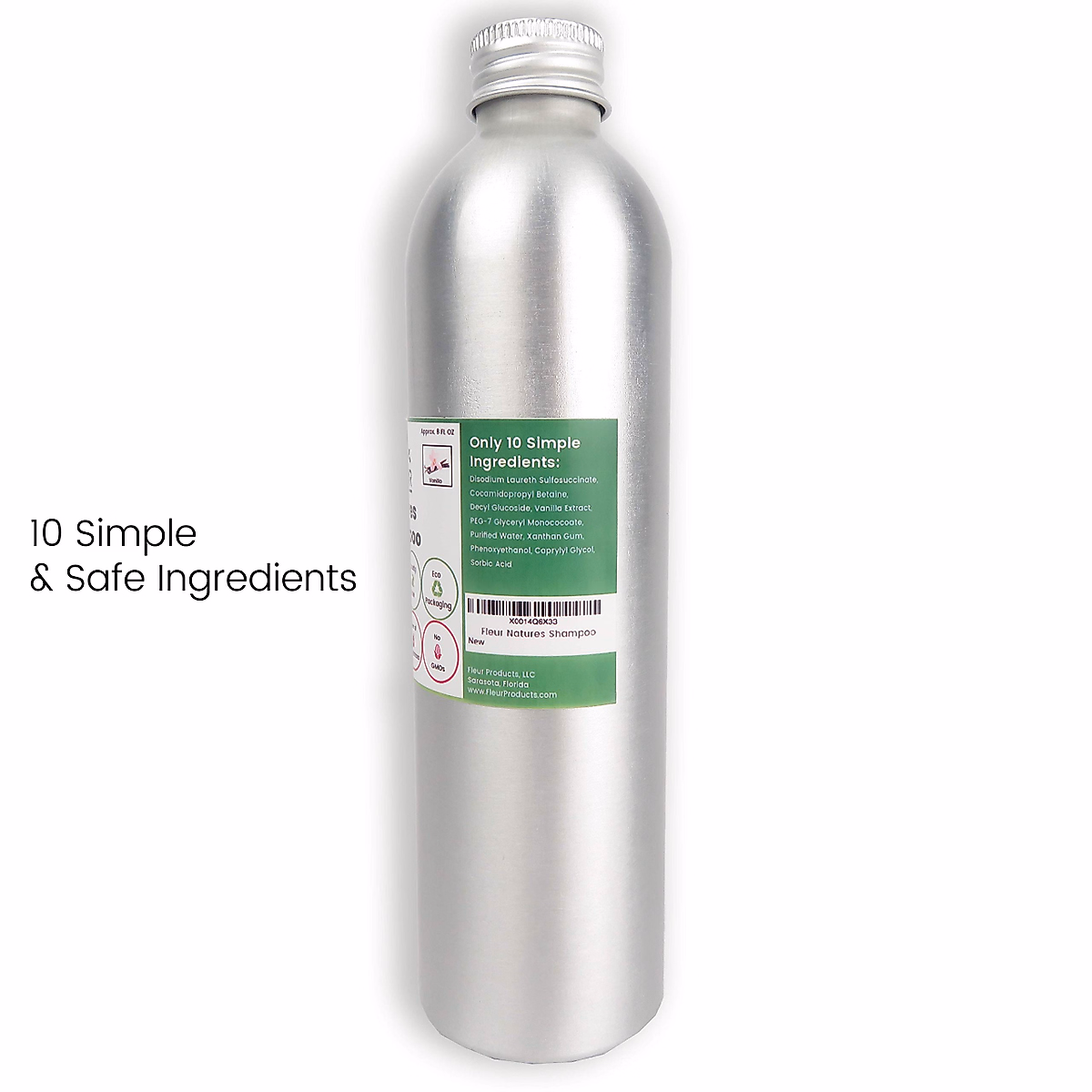 All Natural Eco Friendly Shampoo for Men, Women, & Kids - Sulfate Free, Vegan Friendly, Daily Shampoo - 8.0 oz