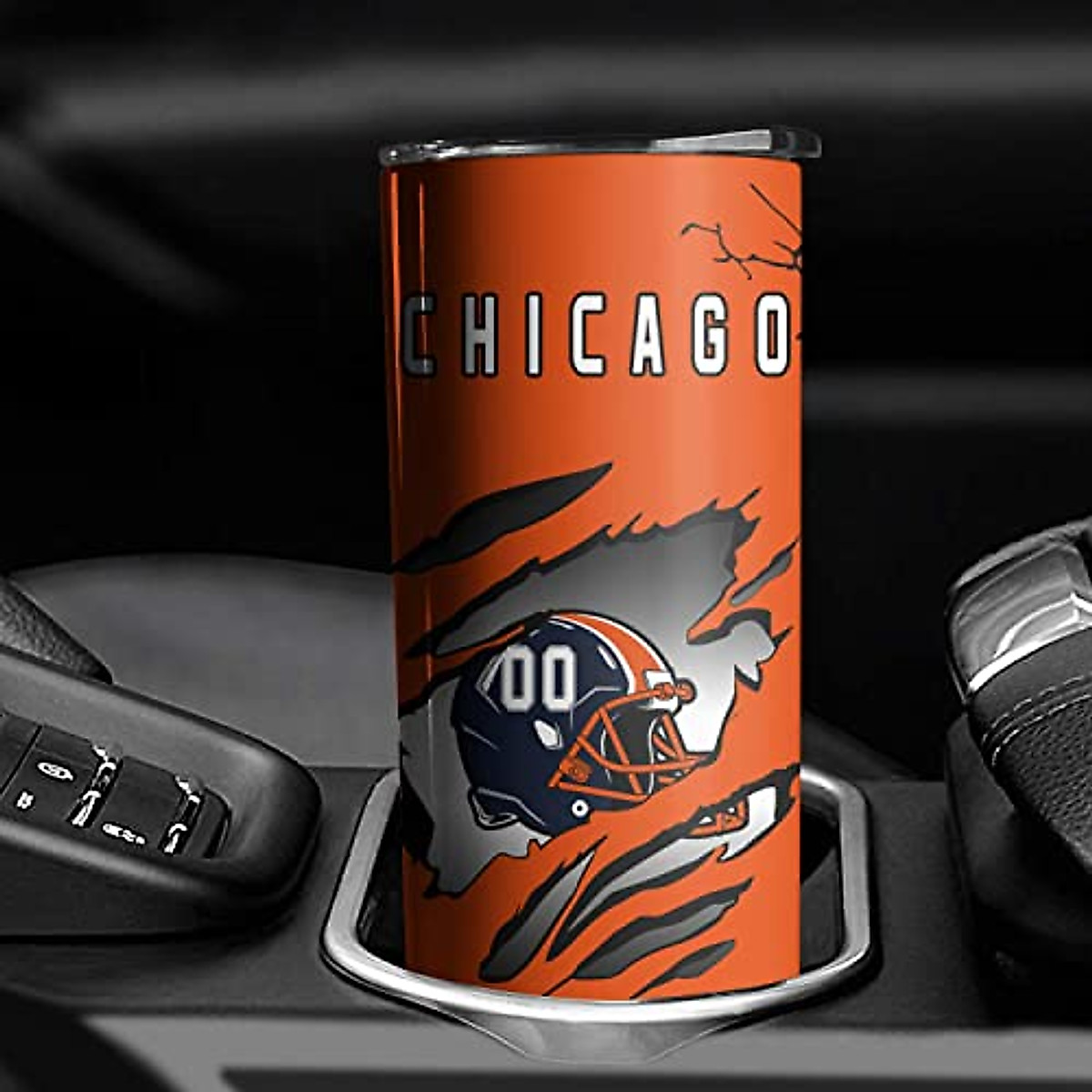 20oz Customs Football City Tumbler with Lid and Straws, Personalized Football GIfts for Fans, Travel Cup Adds Your Name and Number