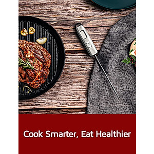 YaungBass Digital Meat Thermometer, Instant Read Cooking Food Thermometer with 4.7in Long Probe for Grill Candy, Kitchen Thermometer for BBQ Smoker Oven Oil Milk Yogurt, 1-Silver