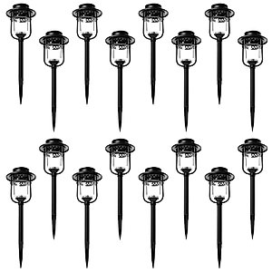 Home Zone Security Pathway & Garden Solar Glass Lights Stainless Steel 16 Set