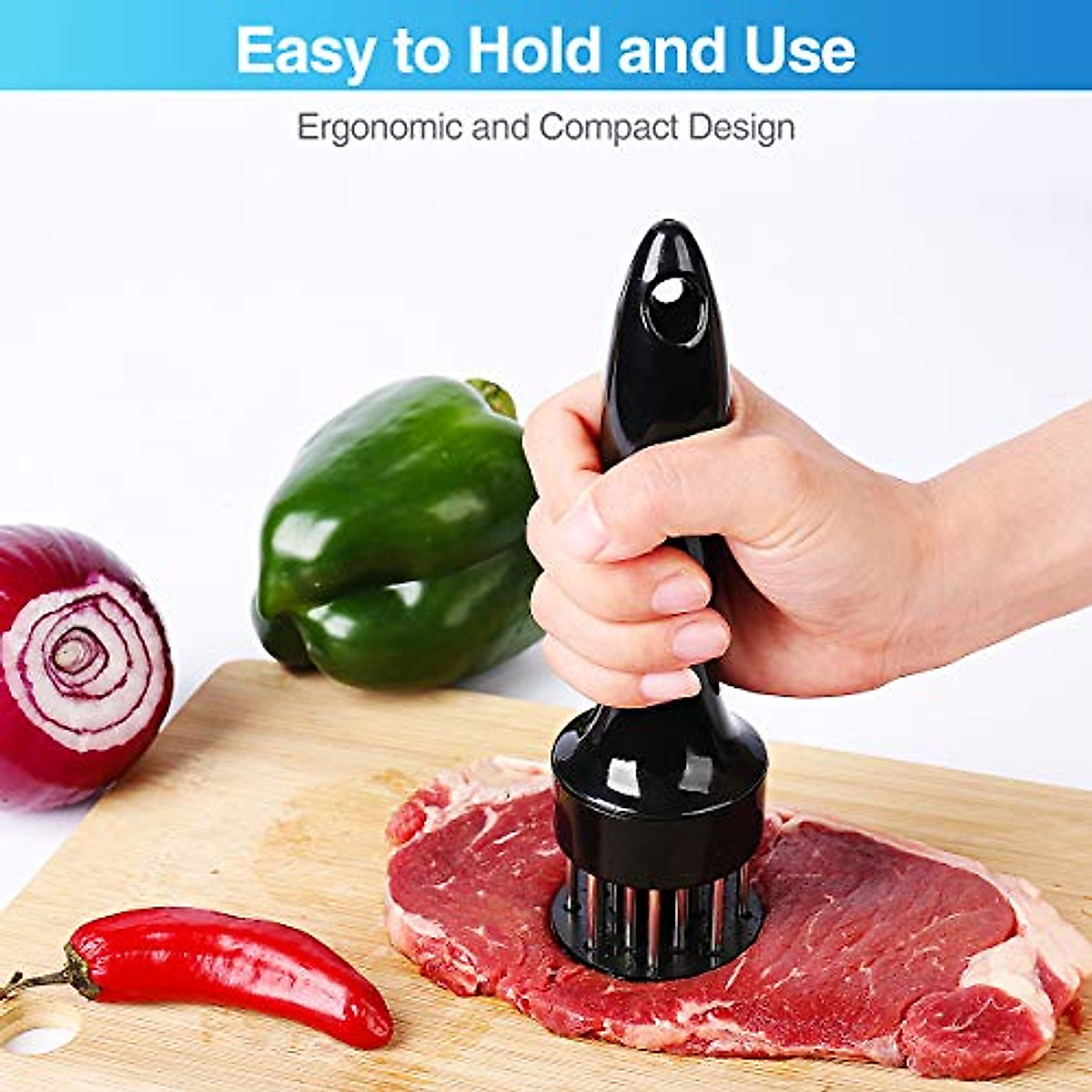 Vovoly Meat Tenderizer Tool, Premium Meat Tenderizer, Stainless Steel 24 Sturdy & Sharp Needle, Easier-Use for Kitchen Cooking Tenderizing Steak Beef Poultry BBQ & Marinade than Meat Hammer Mallet.