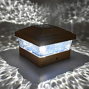 8 Pack Copper Outdoor Garden 5 x 5 Solar LED Post Deck Cap Square Fence Light Hammered Lens Landscape Lamp PVC Vinyl