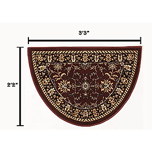 Great American Distributors Hearth Slice Fireplace Rug - Log Cabin Decor, Kitchen Carpet, Accent Rug, Fire Resistant Mat, Traditional Designs, 2'2" x 3'3" (Red/Black)