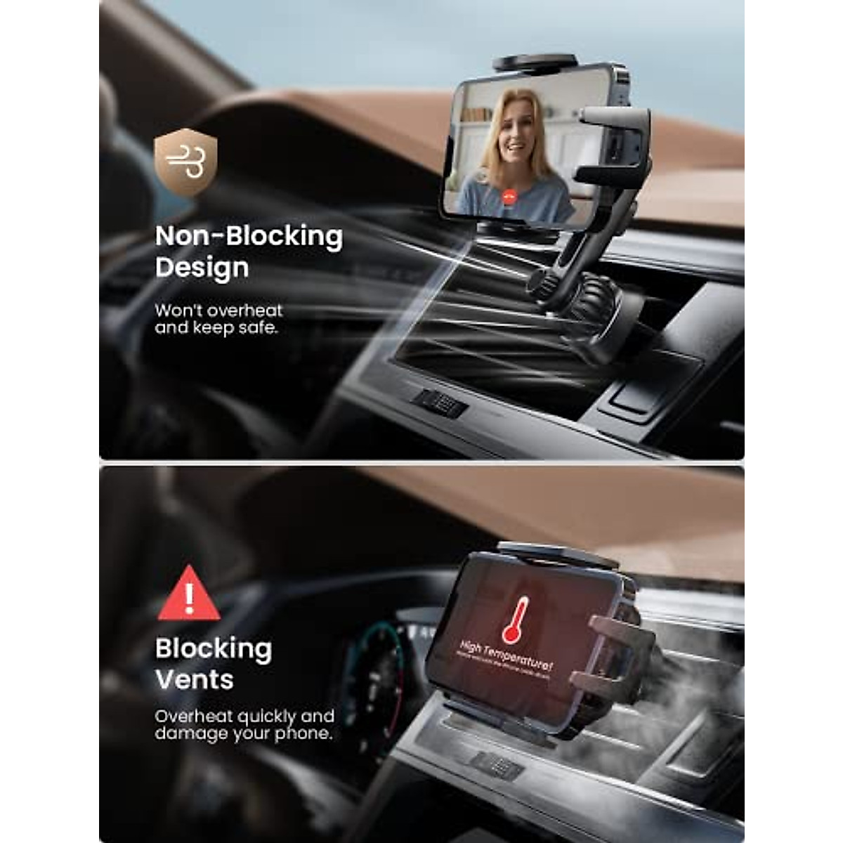 LISEN Phone Mount for Car, Universal Car Phone Holder Mount Brown Holder