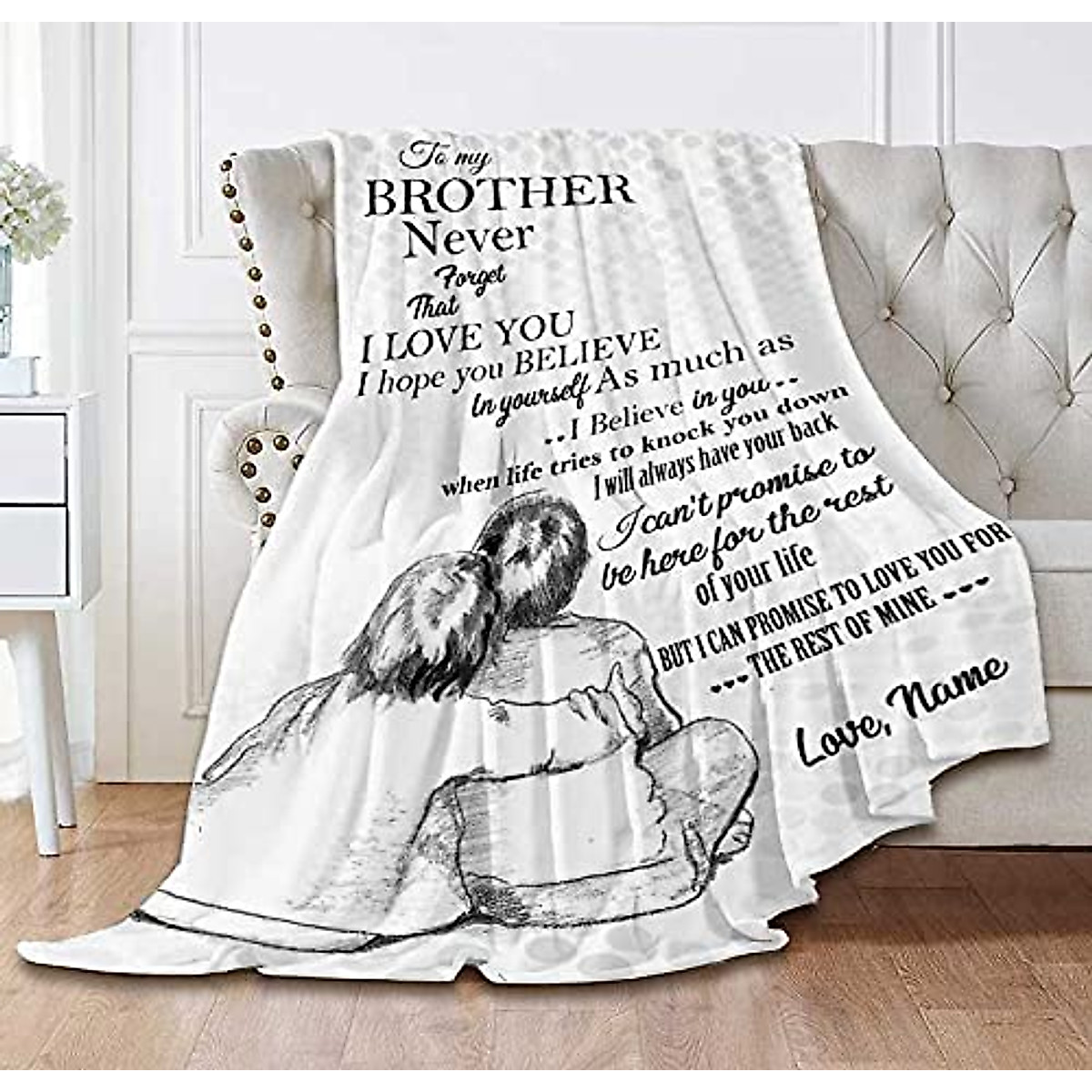 Launchigo Customized to My Brother Blanket Soft Sherpa Throw Blanket for Christmas, Birthday, Graduation, Thanksgiving & Christmas Gift. (to My Brother-from Brother 04, 30"X40") Baby Blanket.