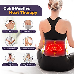 Cordless Heating Pad for Back, Lower Back Massager, Heated Back Brace with 3 Heating & Vibration Modes, Lumbar Support Belt for Men & Women