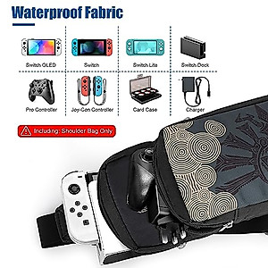 Xishwon Backpack Carrying Travel Bag for Nintendo Switch/Lite/OLED/Console/Dock/Joy-Cons&Accessories Storage, Portable Nylon Waterproof Crossbody Shoulder Chest Sling Side Gaming Bag for Men, Black