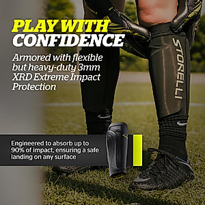 Storelli BodyShield Leg Sleeves, Compression Soccer Shin Guard Holders, Breathable, Sweat-Wicking, Impact Protection, Black, 1 Pair