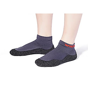 WHITIN Womens Barefoot Sock with Soles Running Shoes Barre Minimalist Fitness Size 12 for Ladies Sticky Zero Drop Yoga Beach Water Athletic Hiking Grey