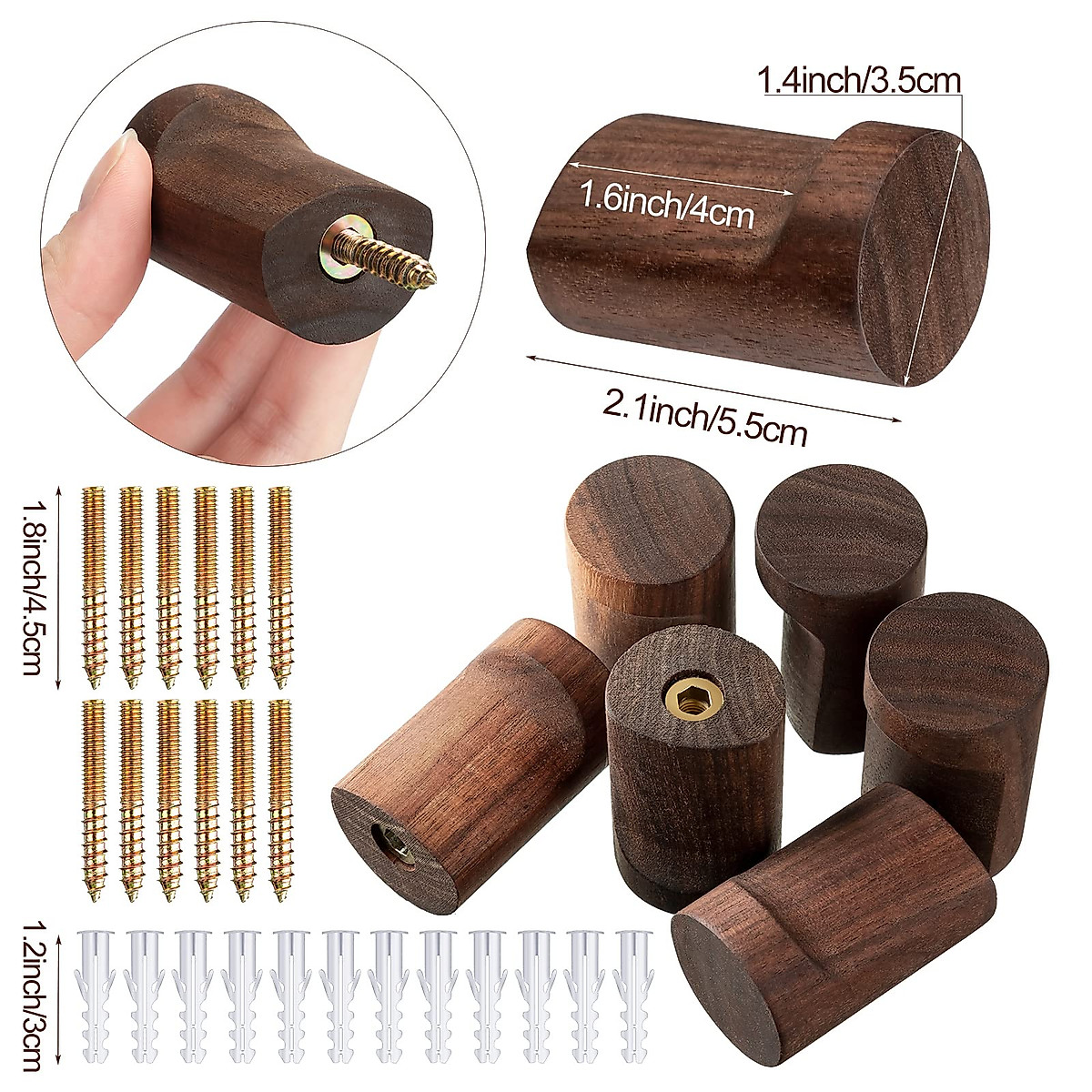 Roowest 12 Pack Wood Wall Hooks Natural Wooden Coat Hooks Wall Mounted Handmade Rustic Decorative Hat Hooks Modern Hanging Backpack Hanger for Wall Towel Mug Clothes Holder Heavy Duty Entryway Peg