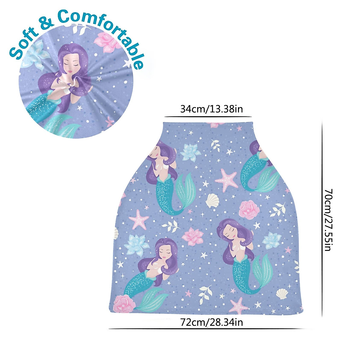 Nursing Cover Breastfeeding Scarf Mermaid- Baby Car Seat Covers, Infant Stroller Cover, Carseat Canopy(193)