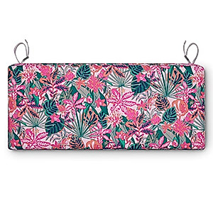 Vera Bradley by Classic Accessories Water-Resistant Patio Bench Cushion, 54 x 18 x 3 Inch, Rain Forest Canopy Coral, Patio Furniture Cushions