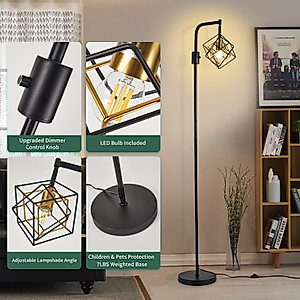 BEHIYA Dimmable Farmhouse Floor Lamp for Living Room, 1 Light Rustic Standing Tall Lamp, Modern Bright Floor Lamp, Industrial Standing Lamp for Bedroom, Tall Pole Lamps Office, LED Bulbs Included.