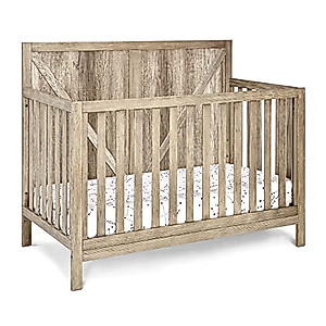 Pvillez Convertible Crib, 4-in-1 Convertible Crib, Farmhouse Style Baby Crib Converts to Toddler Bed, Daybed and Full Size Bed, Easy Assembly (Vintage Chestnut)