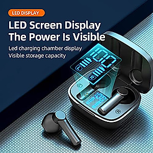 Wireless Earbuds,Bluetooth 5.0 Headphones with Wireless Charging Case IPX5 Waterproof TWS Stereo Earphones in-Ear Built-in Mic Headset Premium Intense Bass for Sport Black