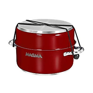 Magma Products, A10-366-MR-2-IN Gourmet Nesting 10-Piece Red Stainless Steel Induction Cookware Set with Ceramica Non-Stick
