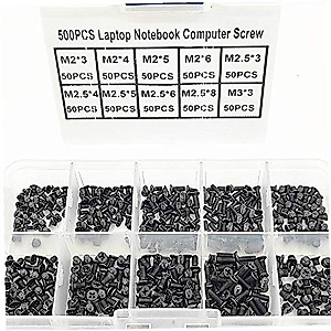 500Pcs M2 M2.5 M3 KM Screw Flat Head Screws for Laptop Notebook Screws Set Kit for Computer Small Screw. - (Black) SCRW-024676