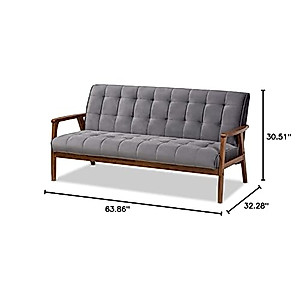 Baxton Studio Sofas, One Size, Grey/Walnut