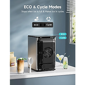 HiCOZY Dual-Mode Nugget Ice Maker Countertop, Compact Crushed Ice Maker, Produce Ice in 5 Mins, 55LB Per Day, Self-Cleaning and Automatic Water Refill (Black)