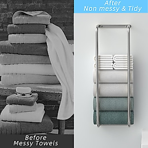 Rxvotocr Stainless Steel Wall-Mounted Bathroom Towel Rack and Organizer for Rolled Towels, Ideal for Modern Small Bathrooms with Limited Space, Sleek and Chic Sliver Design.