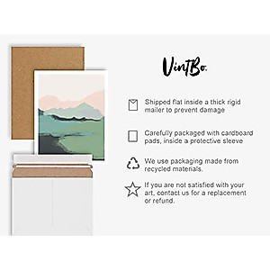 Mountain View, Minimalist Abstract Art, Blue Green Contemporary Wall Art For Home Decor, Modern Boho Art Print Poster, Country Farmhouse Wall Decor 11x14 Inches, Unframed (Mountain View #1)