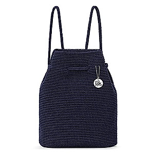 The Sak Crochet Craze Dylan Backpack, Large Lightweight Bag with Dual Straps, Denim