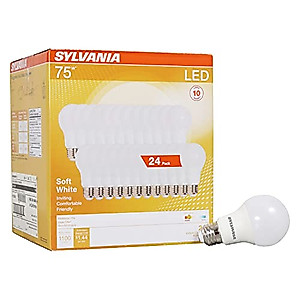 LEDVANCE Sylvania LED Light Bulb, 75W Equivalent A19, Efficient 12W, Medium Base, Frosted Finish, 1100 Lumen, Soft White - 24 Pack (41300)