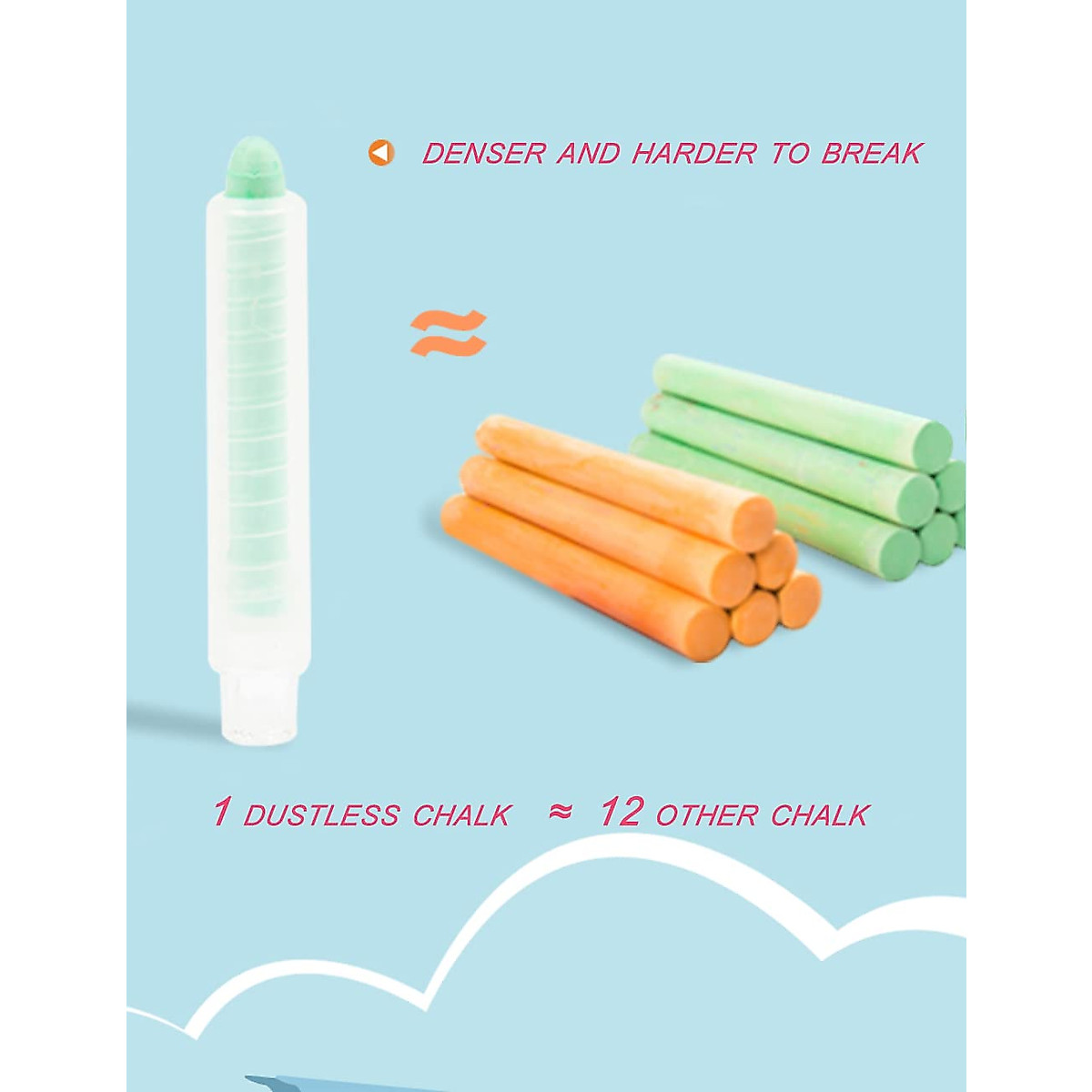 Non-toxic Dustless Chalk for Kids, Colored Chalk With Holder The Best Art Tool for Blackboard Kids Children Drawing Writing,6PCS