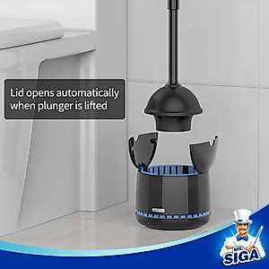 MR.SIGA Toilet Plunger with Holder, Heavy Duty Toilet Plunger and Holder Combo for Bathroom Cleaning, Black