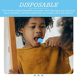 Healifty 100pcs Mouth Sponge Swabs Disposable Sponge Stick Oral Care Sponge Swab Tooth Cleaning Sponge (Blue)