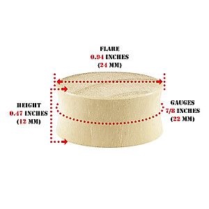 BIG GAUGES Pair of Crocodile Wood 7/8 inch 22mm Double Flared Saddle Piercing Jewelry Ear Flesh Plug Stretcher Lobe Earring BG5420