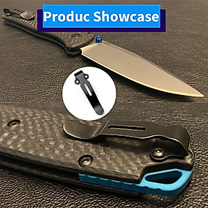Tsinghwang 4PCS Deep Carry Pocket Clip Compatible with Benchmade 535 with Screws Stone Wash & Black Color