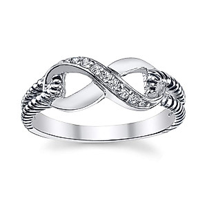 Sterling Silver 925 Infinity Ring with Cubic Zirconia Size 6