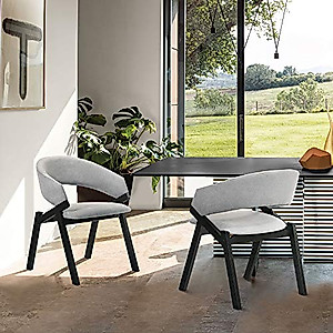 Armen Living Talulah Fabric and Veneer Dining Side Chairs-Set of 2, 19" Seat Height, Gray/Black