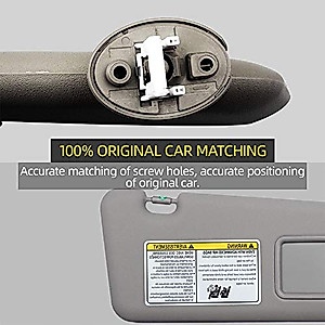 Dasbecan Front Left Driver Side Sun Visor with Light Compatible with Toyota Highlander 2008-2013 74320-48500-B0 (Gray)