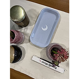 Brando Moon Small Rolling Tray - Blue Lightweight Plant Based Tray - Made from Plants - Low Carbon Kitchen Tool - Curved Edges and Smooth Surface - Travel Size 8 x 4.1 inches