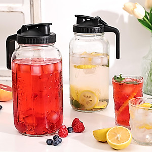 3 Pack 64oz Sun Tea Glass Jar for Outside, Half Gallon Glass Pitcher with Airtight Lid, Water Jug, Milk Container for Fridge, Heavy Duty Wide Mouth Mason Jar for Iced Tea, Cold Brew Coffee, Drink