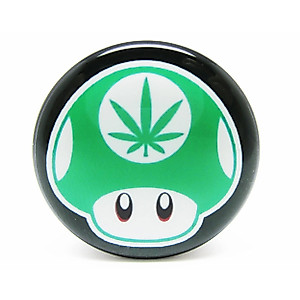 Pierced Republic Green 1-Up Mushroom Pot Leaf Ear Plugs - Acrylic Screw-On - 10 Sizes - *Pair* (0 Gauge (8mm))