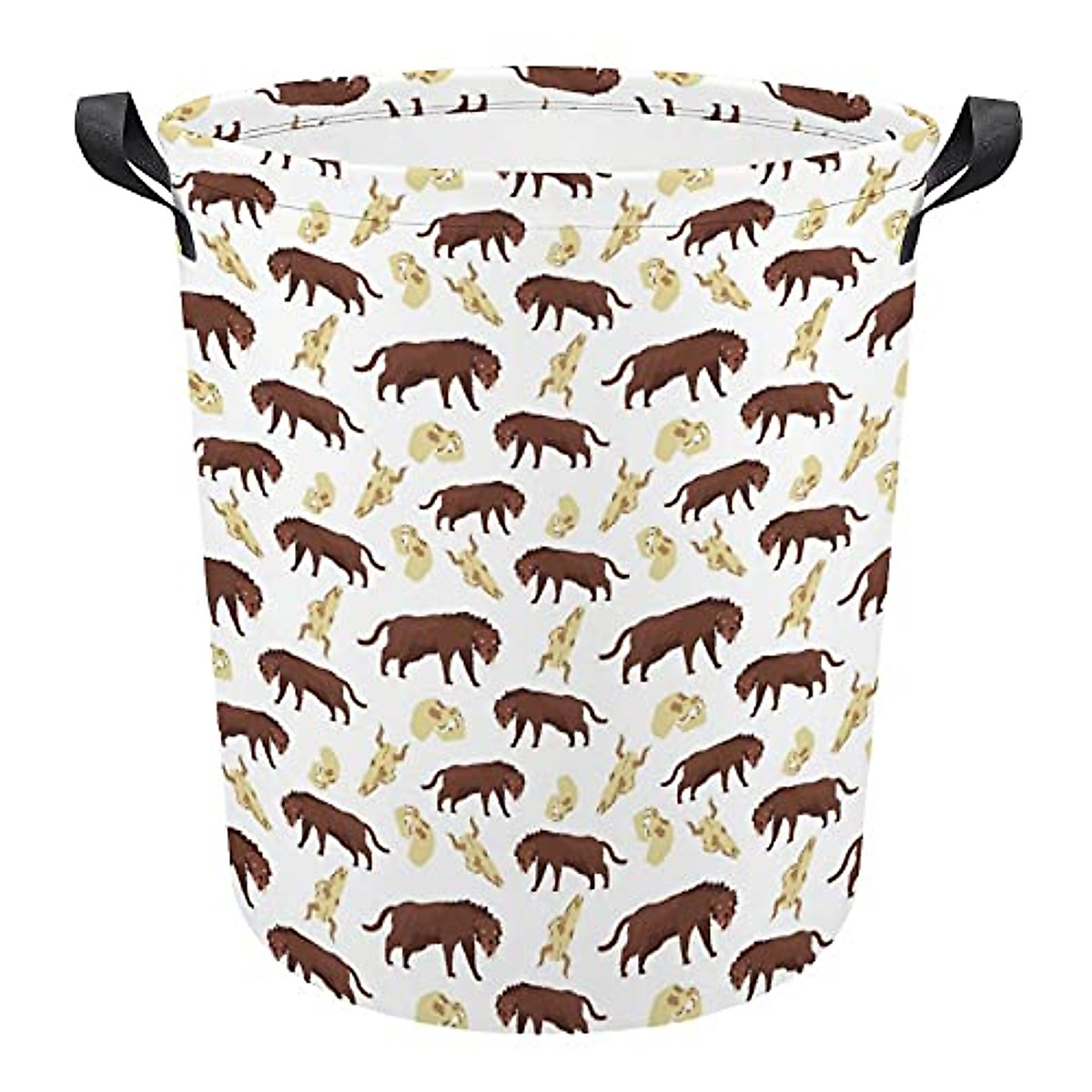 Cartoon Tiger and Skulls Oxford Cloth Laundry Basket with Handles Storage Basket for Toy Organizer Kids Room Nursery Hamper Bathroom