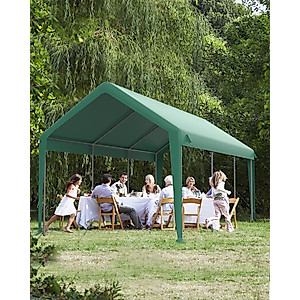GAOMON 13'x20' Carport, Heavy Duty Portable Garage, 1.0 mm Steel Poles & 180 g PE Waterproof Canopy, for Boat, and Pickup Truck Green