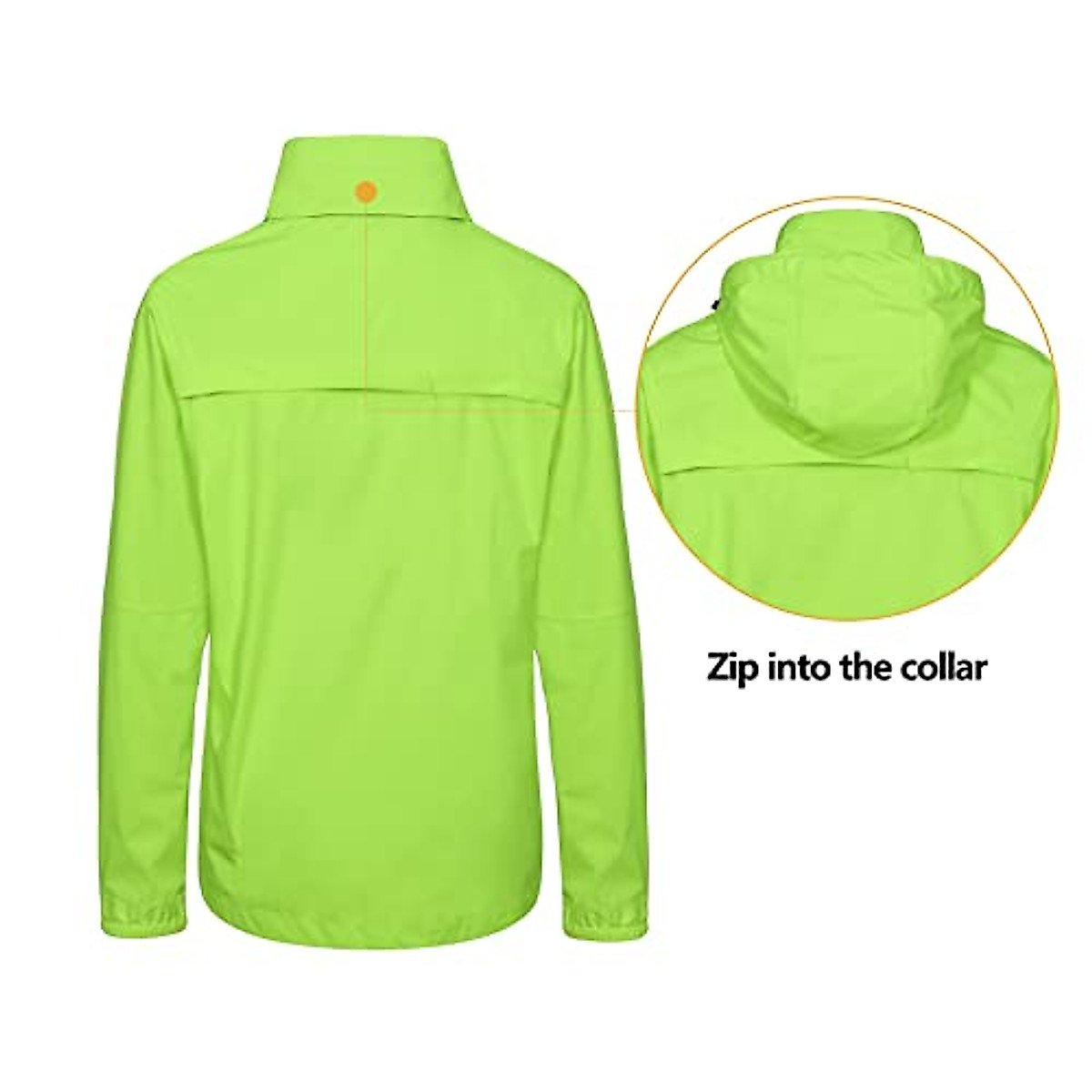 Little Donkey Andy Women's Rain Running Jacket Cycling Bike Coat Lightweight Windproof Fluorescent Yellow L