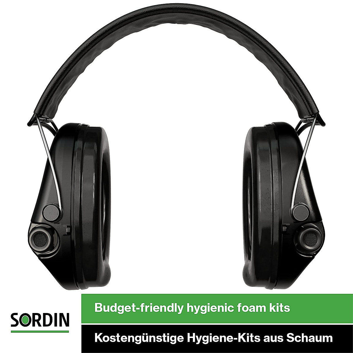 Sordin Supreme Pro-X Ear Defenders for Hunting & Shooting - Active & Electronic - Leather Band & Foam Kits - Black Ear Muffs