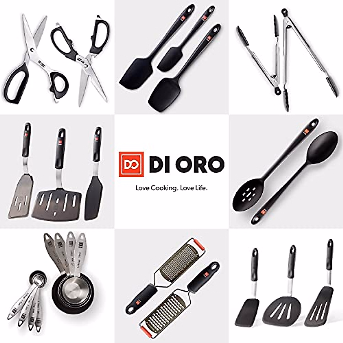 DI ORO Silicone Turner Spatula Set - Kitchen Spatulas for Nonstick Cookware - 600°F Heat-Resistant BPA Free Egg Spatula & Small Cookie Turners – Non Stick Flippers for Cooking - Dishwasher Safe