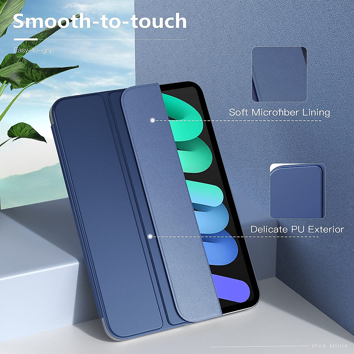 TiMOVO Case for iPad Mini 7 2024 (A17 Pro) / iPad Mini 6 2021, iPad Mini 7th/6th Generation Case 8.3 inch, Strong Magnetic Smart Folio Trifold Stand Cover, Support Apple Pencil Pro- Navy Blue