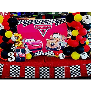 RUINI Car Racing Themed Backdrop Cartoon Cars Mobilization Birthday Party Decorations Backdrop 5x3FT