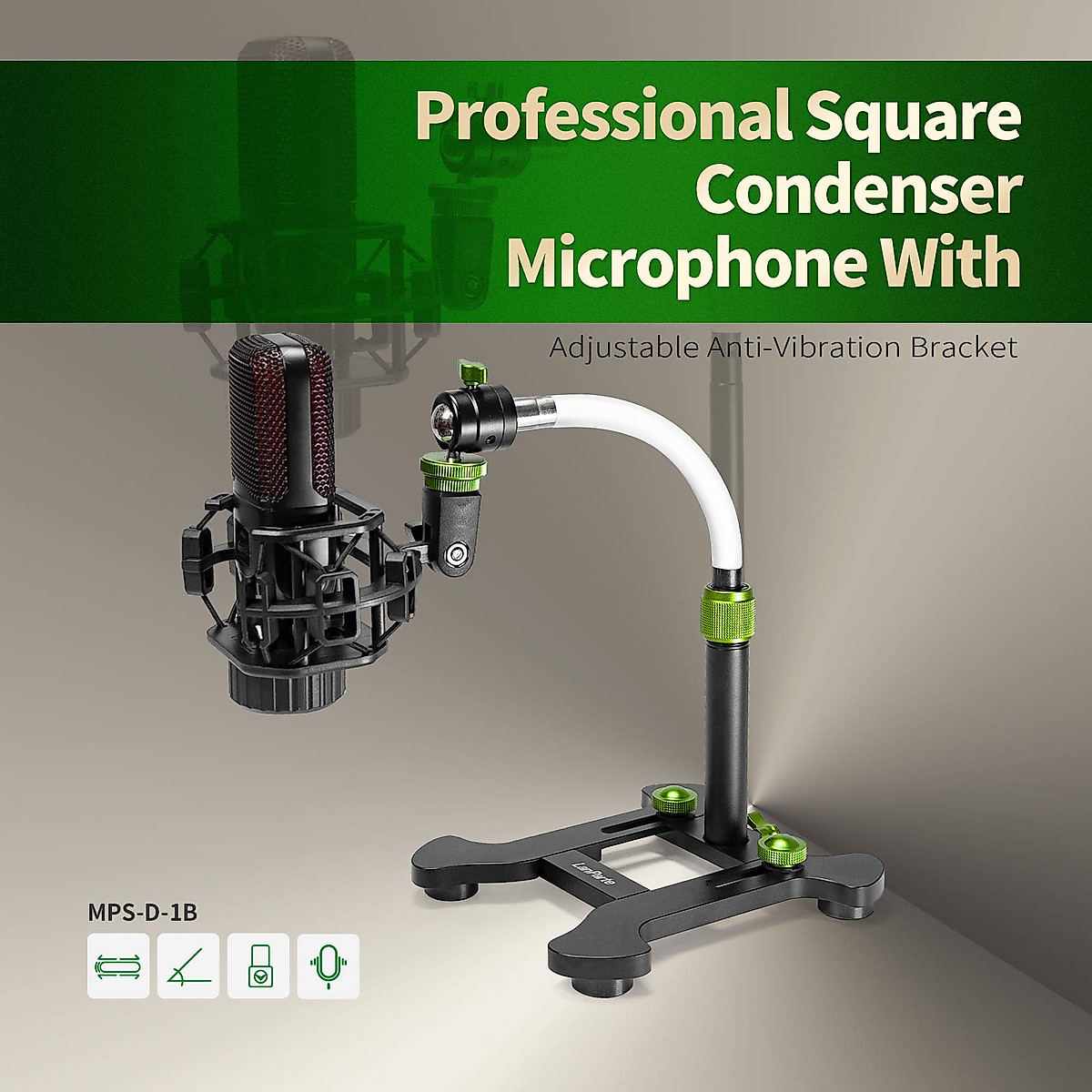 Tbrand LanParte Square Professional Condenser Microphone with Adjustable Anti-Vibration Bracket for Voice Recording Podcasting YouTube Karaoke Gaming Instruments Live Stream