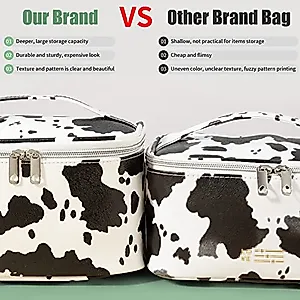HooOriana Makeup Bag Set Cosmetic Bag 3 Pieces Small Makeup Bags for Women with Cow Animal Milk Mini Cute style Travel Pouch Bags