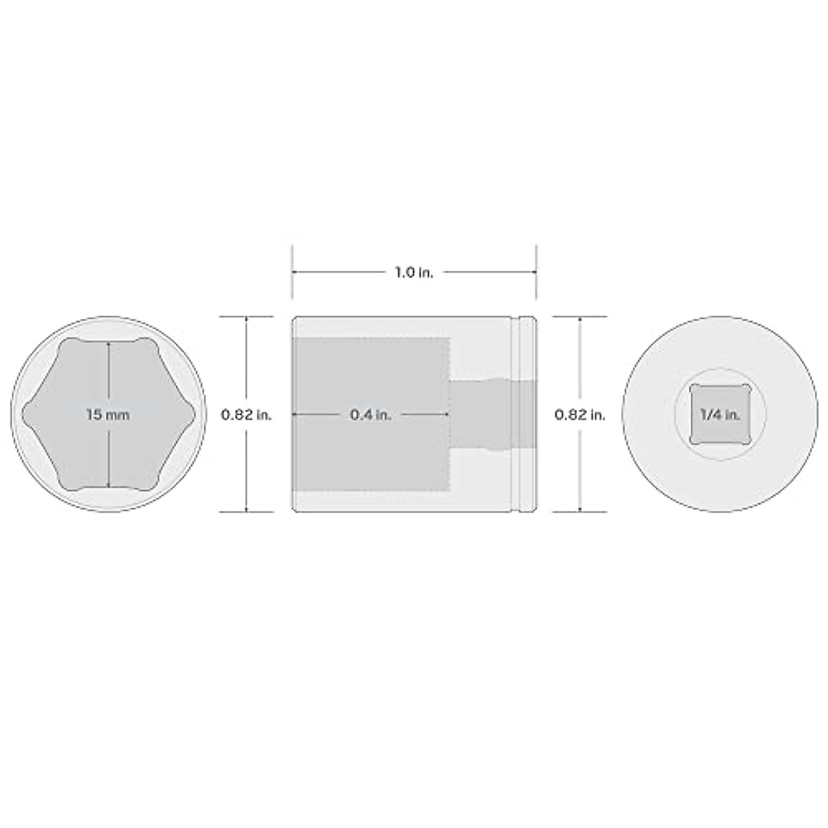 TEKTON 1/4 Inch Drive x 15 mm 6-Point Socket | SHD02115